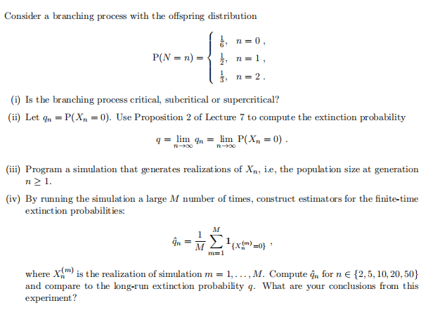 Consider a branching process with the offspring | Chegg.com