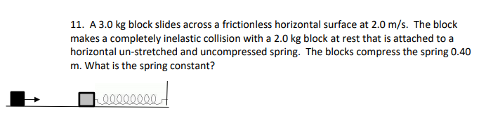 Solved 11. A 3.0 kg block slides across a frictionless | Chegg.com