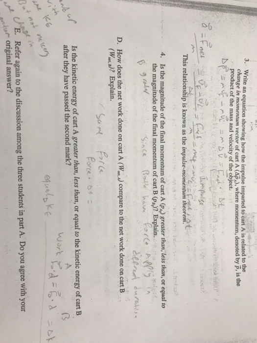 3. Write an equation showing how the impulse imparted | Chegg.com