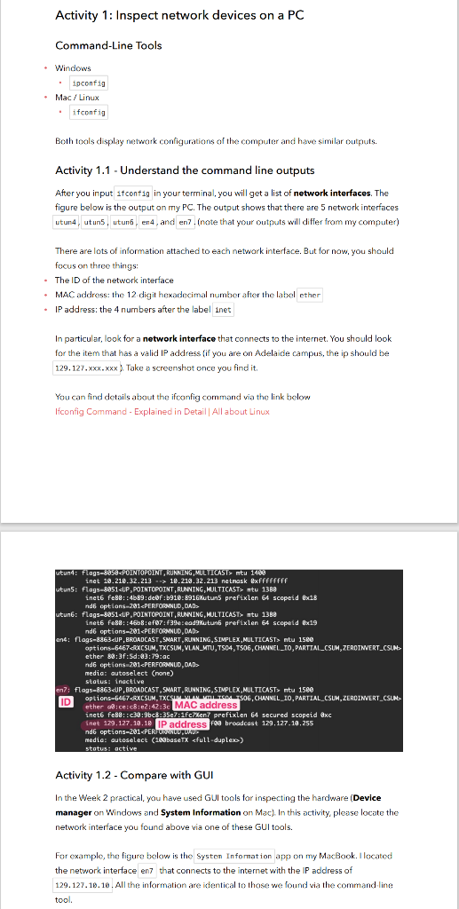 Solved Activity 1: Inspect network devices on a PC | Chegg.com