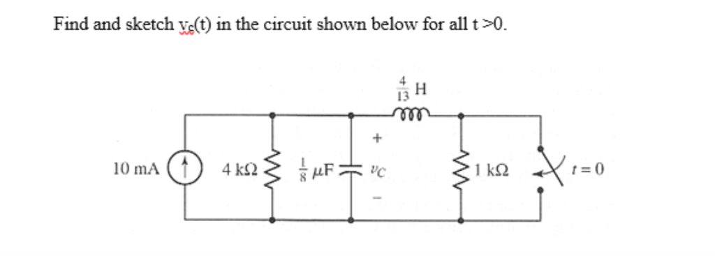 Solved Find and sketch vc(t) in the circuit shown below for | Chegg.com
