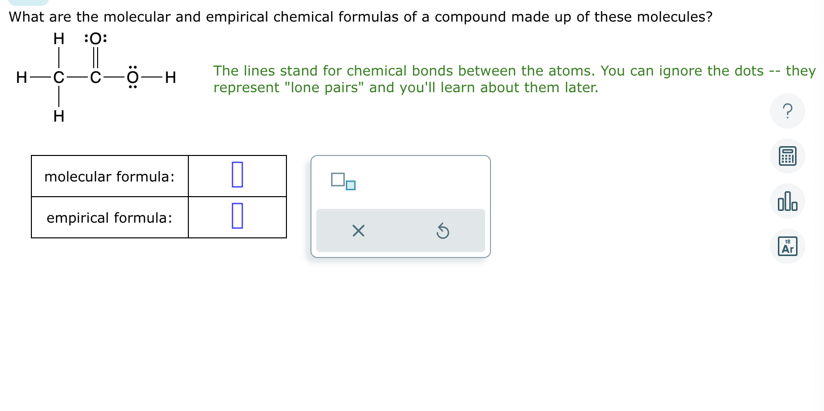 Solved The lines stand for chemical bonds between the atoms. | Chegg.com