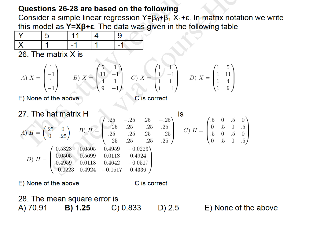 Solved Questions 26-28 are based on the following Consider a | Chegg.com