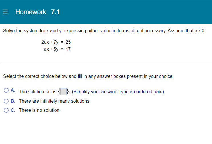 Solved Homework: 7.1 Solve the system for x and y, | Chegg.com