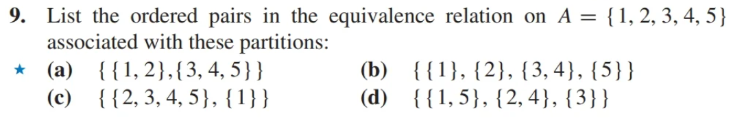 Solved 9. List the ordered pairs in the equivalence relation | Chegg.com