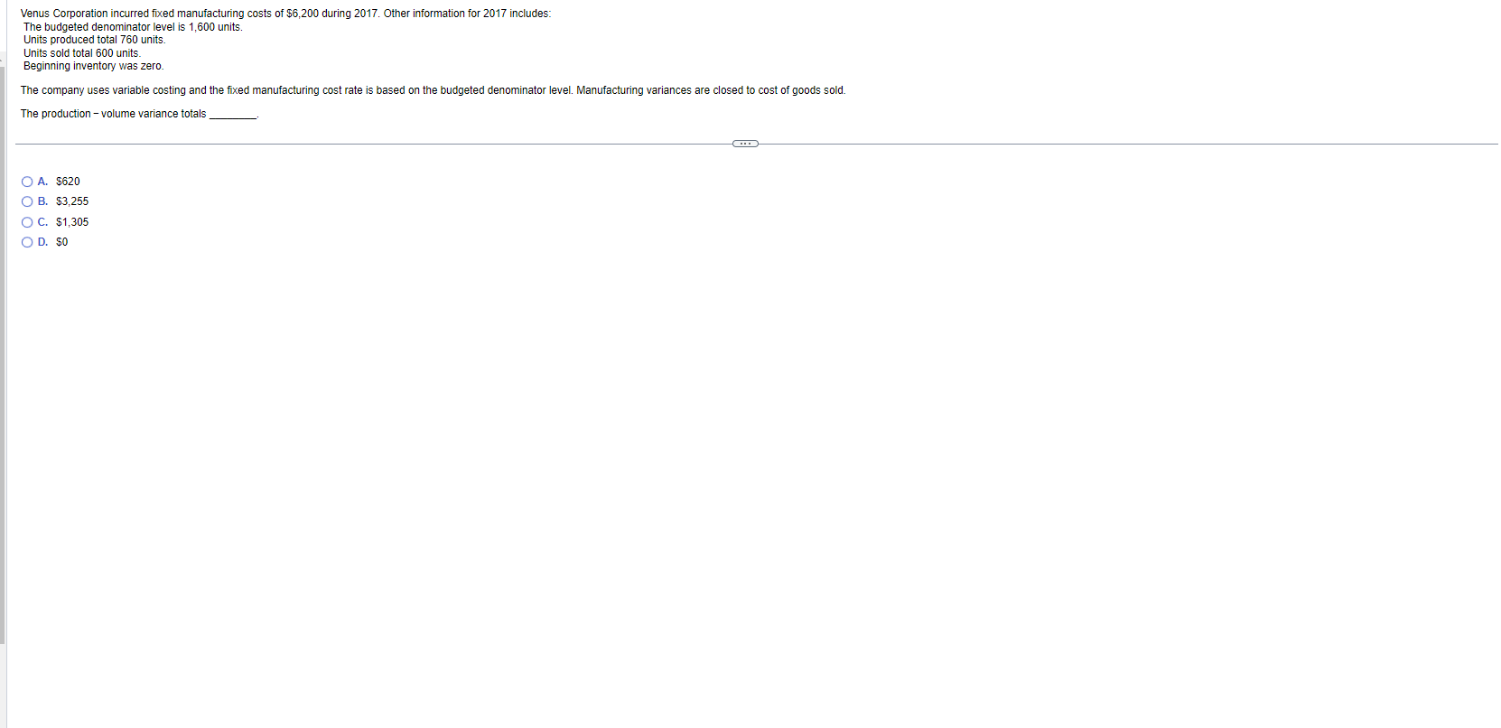 Solved Venus Corporation incurred fixed manufacturing costs | Chegg.com