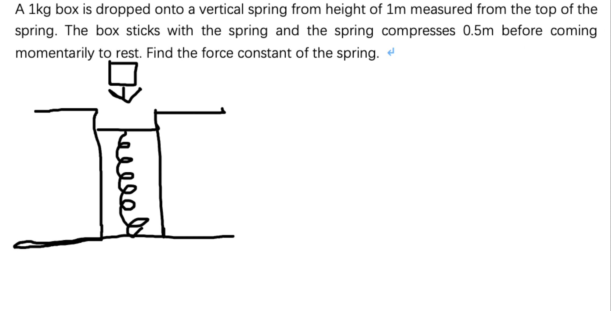 Solved A 1kg box is dropped onto a vertical spring from | Chegg.com