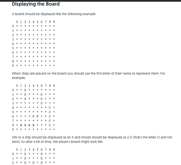 Problem You are to implement the game of Battleship. | Chegg.com