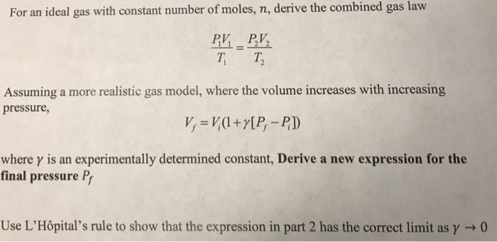 Solved For an ideal gas with constant number of moles, n, | Chegg.com