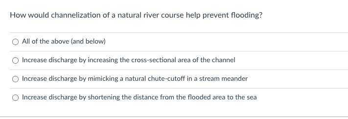 Solved How would channelization of a natural river course | Chegg.com