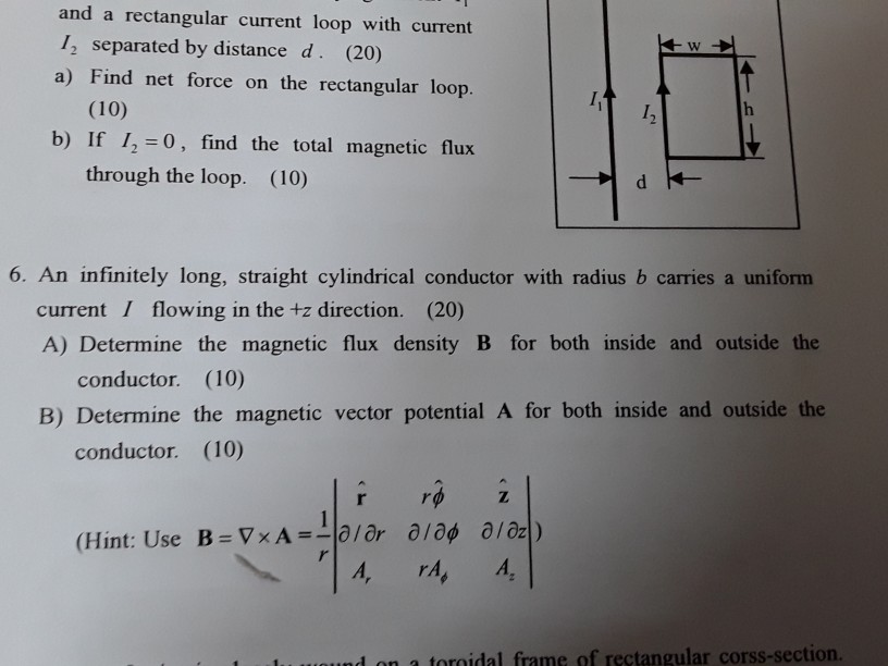 Solved and a rectangular current loop with current /2 | Chegg.com