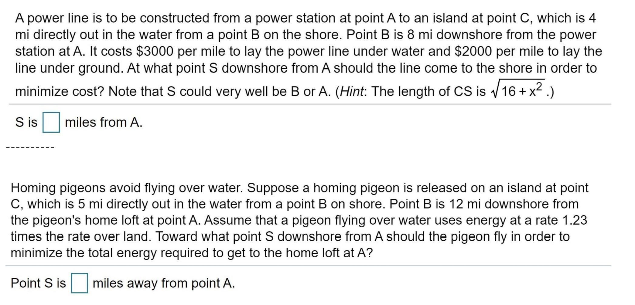 Solved A power line is to be constructed from a power | Chegg.com