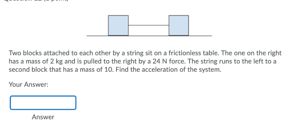 Solved Question 14 (1 point) Two blocks hang from a string | Chegg.com