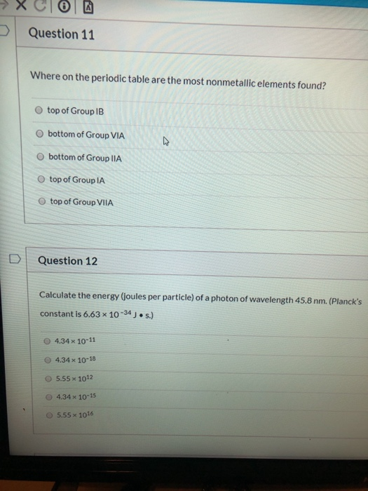 Solved →X COD Question 11 Where on the periodic table are | Chegg.com