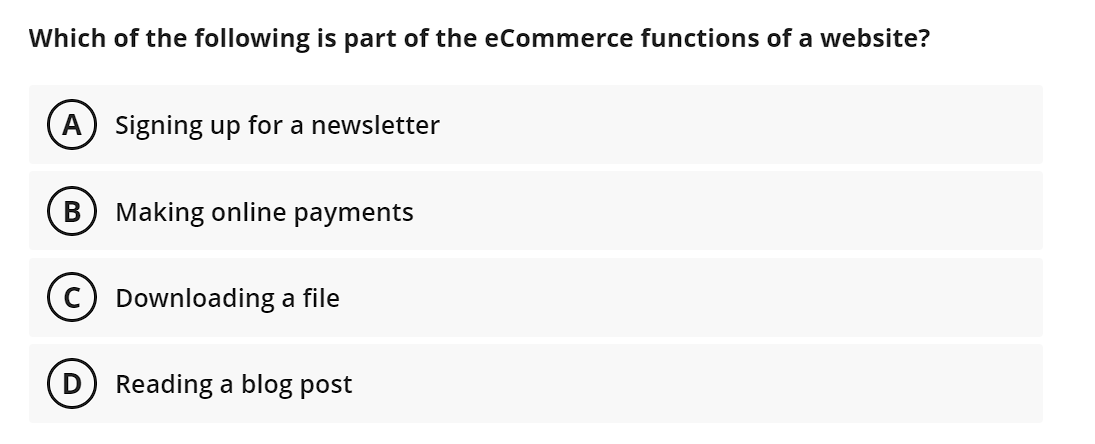 Solved Which of the following is part of the eCommerce | Chegg.com