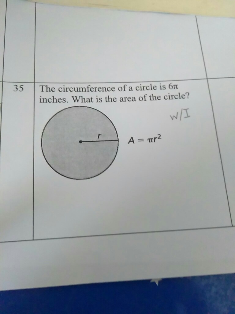 Solved 35 | The circumference of a circle is 6π inches. What | Chegg.com