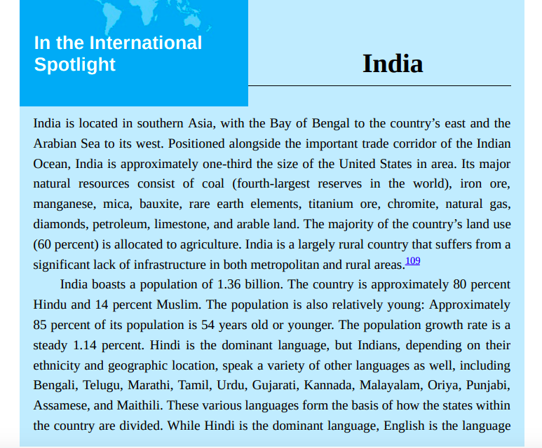 Solved India is located in southern Asia, with the Bay of | Chegg.com