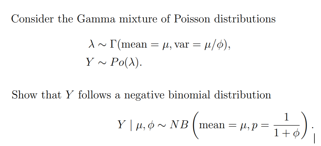 Solved Consider the Gamma mixture of Poisson distributions | Chegg.com