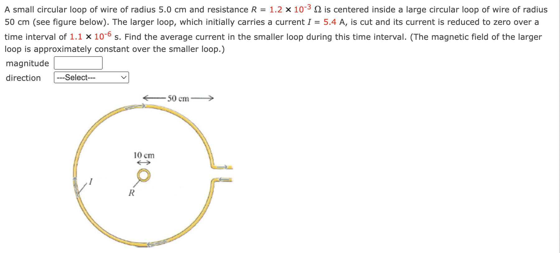 Solved A small circular loop of wire of radius 5.0 cm and | Chegg.com