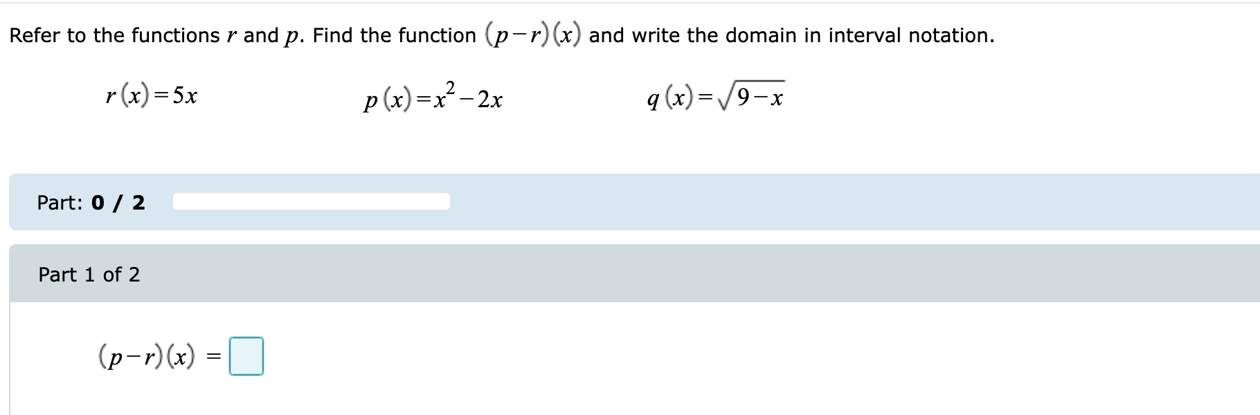 Solved Refer to the functions r and p. Find the function | Chegg.com