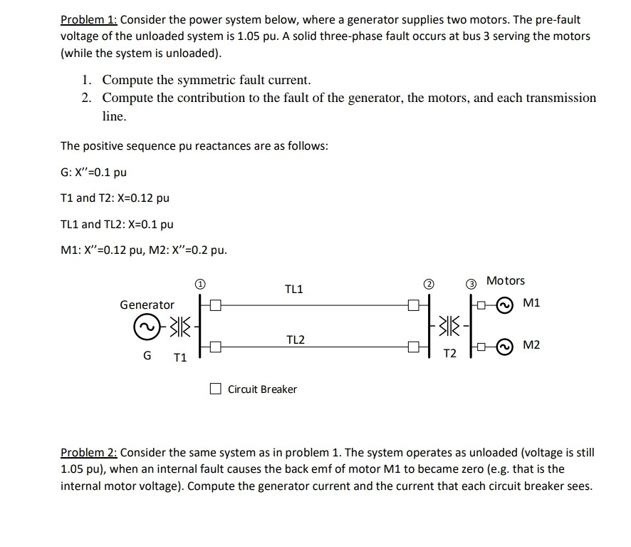 Solved Problem 1: Consider the power system below, where a | Chegg.com