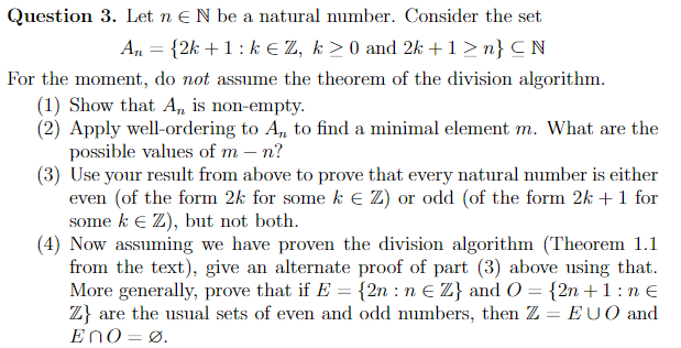 Solved Question 3 . Let n∈N be a natural number. Consider | Chegg.com