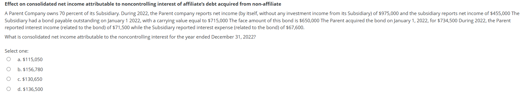 Solved Effect on consolidated net income attributable to | Chegg.com