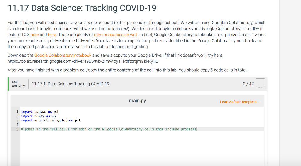 11.17 Data Science: Tracking COVID-19 For this lab, | Chegg.com