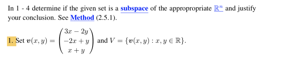 Solved In 1- 4 determine if the given set is a subspace of | Chegg.com