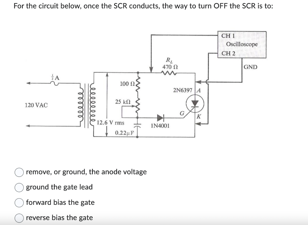 Solved For the circuit below, once the SCR conducts, the way | Chegg.com