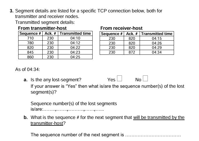 Solved Segment details are listed for a specific TCP | Chegg.com