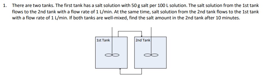 Solved 1. There are two tanks. The first tank has a salt | Chegg.com