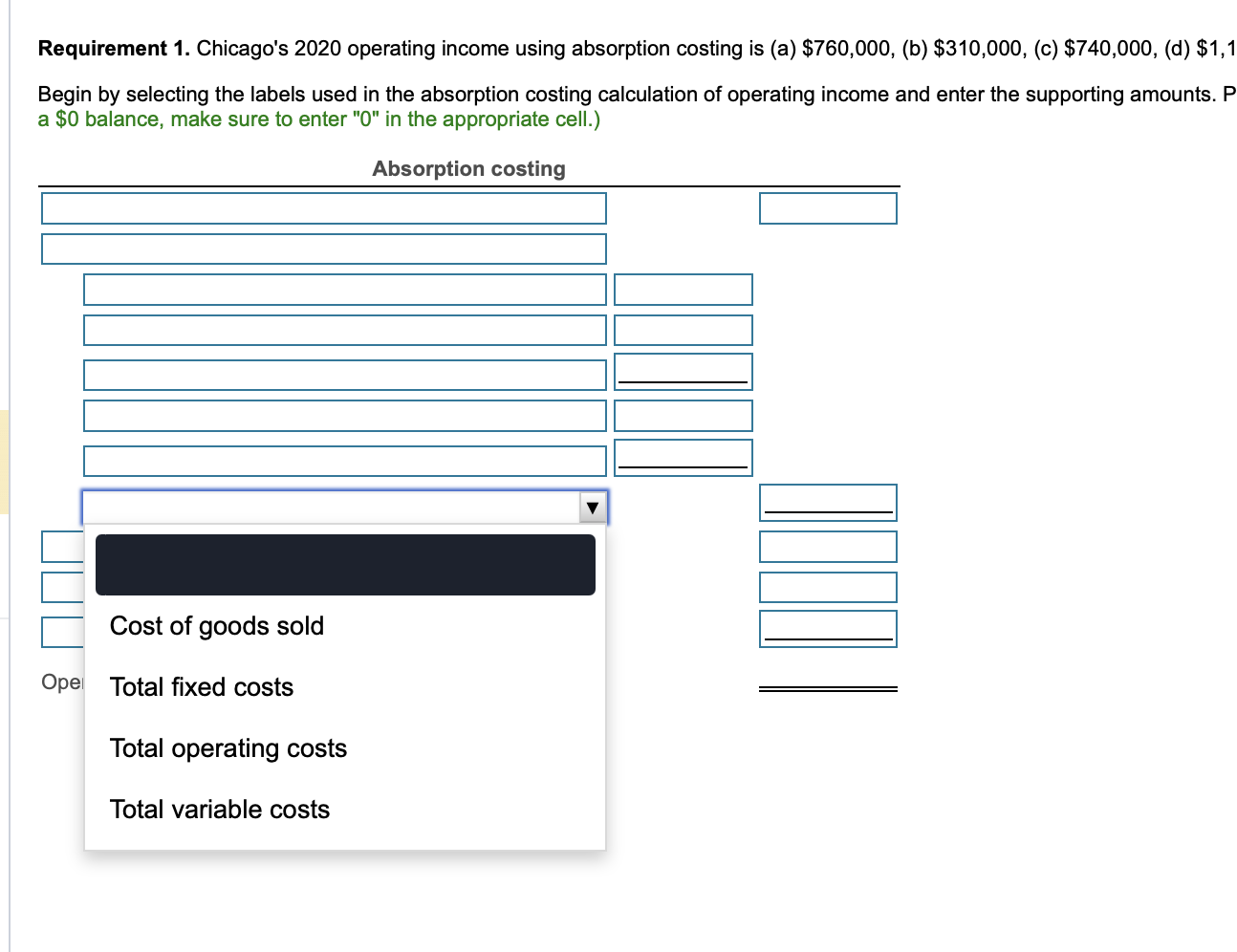 Solved Requirement 1. Chicago's 2020 operating income using | Chegg.com