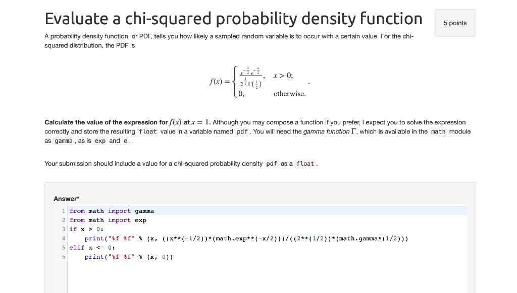 Solved Evaluate a chi-squared probability density function 5 | Chegg.com