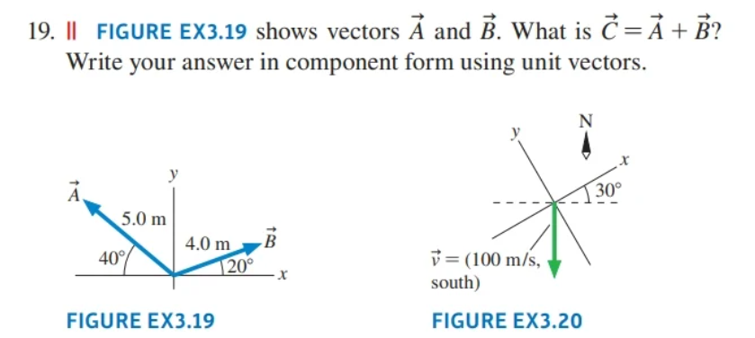 Solved |I FIGURE EX3.19 ﻿shows vectors vec(A) ﻿and vec(B). | Chegg.com