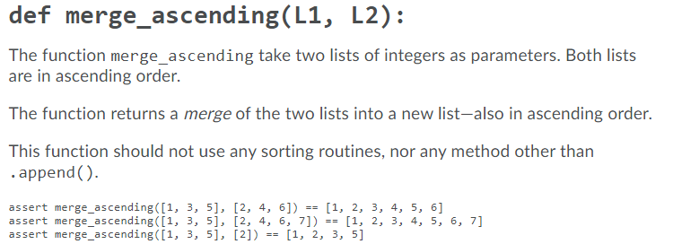 Solved I constructed my merge_ascending function and it | Chegg.com