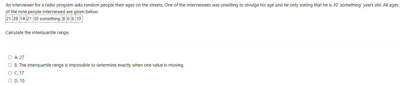 Solved An interviewer for a radio program asks random people | Chegg.com