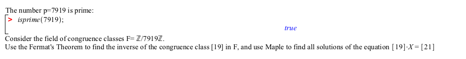 The number p=7919 is prime: > isprime (7919); true | Chegg.com