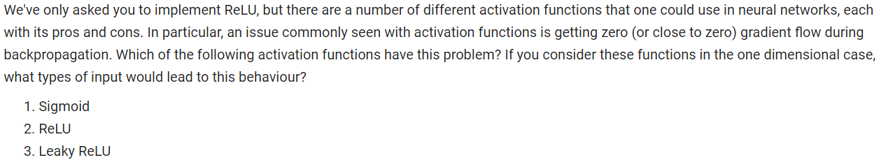 Solved We've only asked you to implement ReLU, but there are | Chegg.com