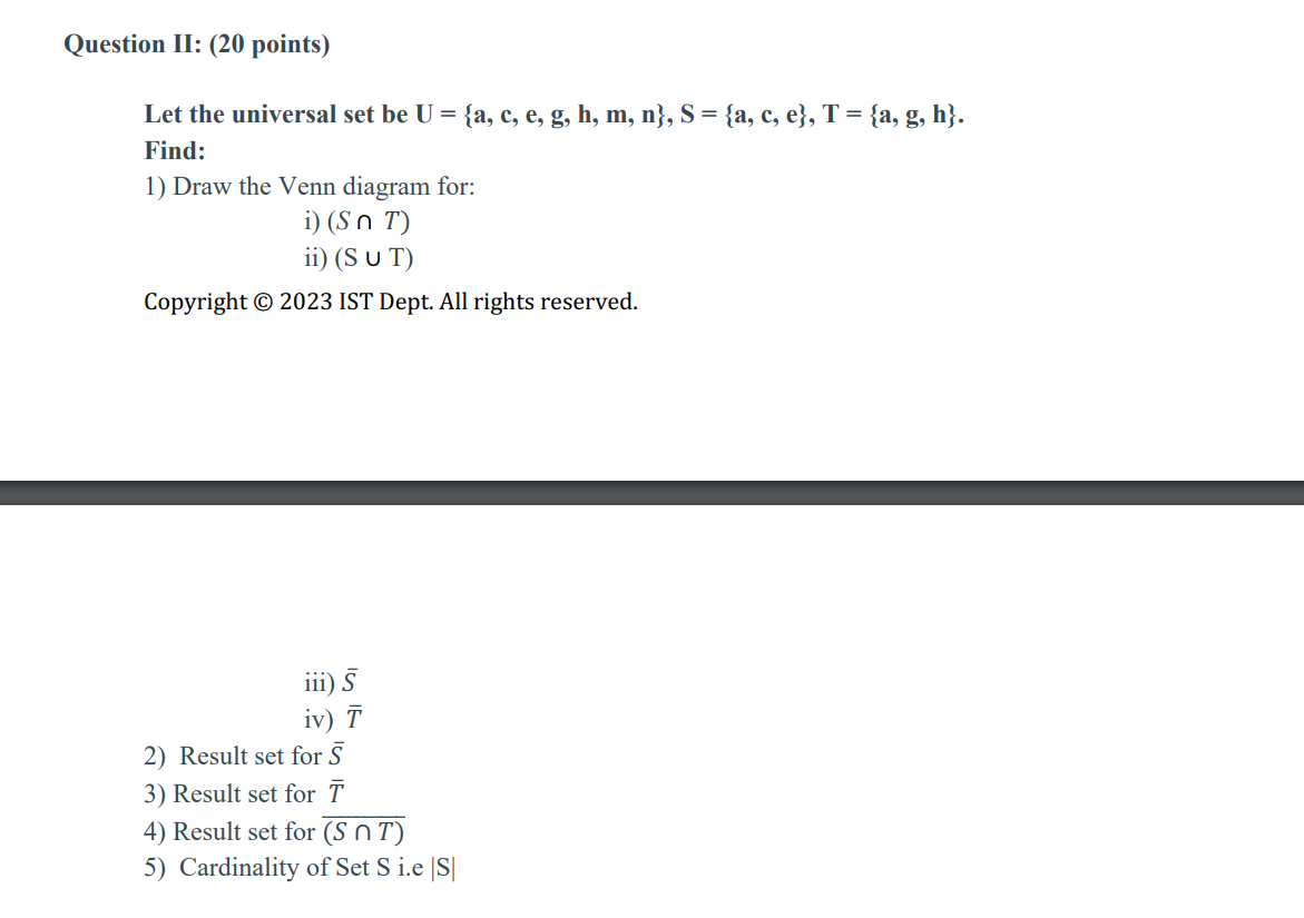 Solved Let The Universal Set Be