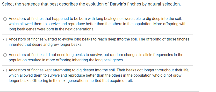 Solved Select the sentence that best describes the evolution | Chegg.com