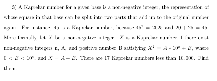 3) A Kaprekar number for a given base is a | Chegg.com