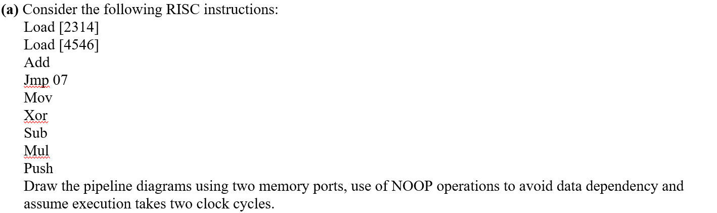 Solved (a) Consider the following RISC instructions: Load | Chegg.com