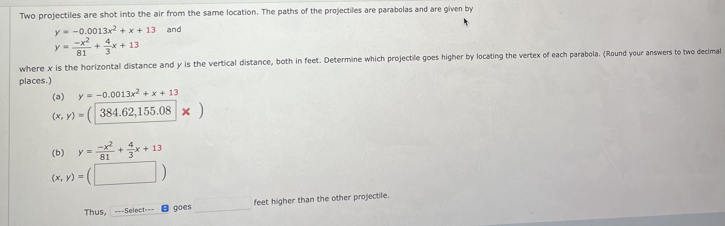 Solved Two projectiles are shot into the air from the same | Chegg.com
