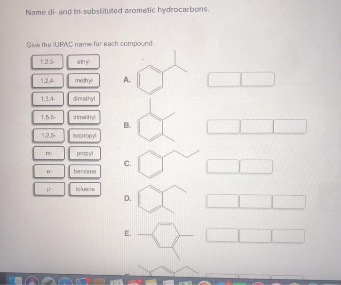 Solved Name di- and tri-substituted aromatic hydrocarbons | Chegg.com