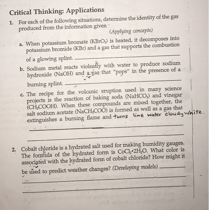 Solved Critical Thinking: Applications 1. For each of the | Chegg.com
