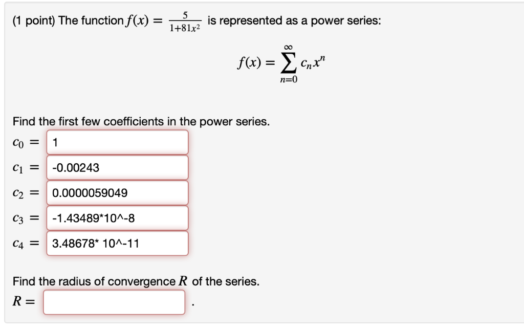 Solved The function f(x)= 5/(1+81(x^2)) is represented as a | Chegg.com