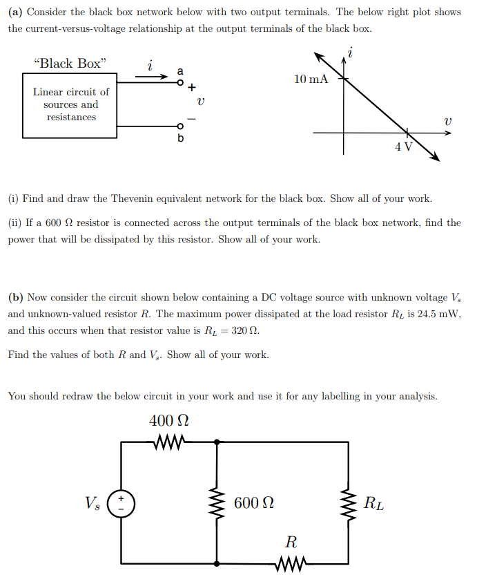 Solved (a) Consider the black box network below with two | Chegg.com