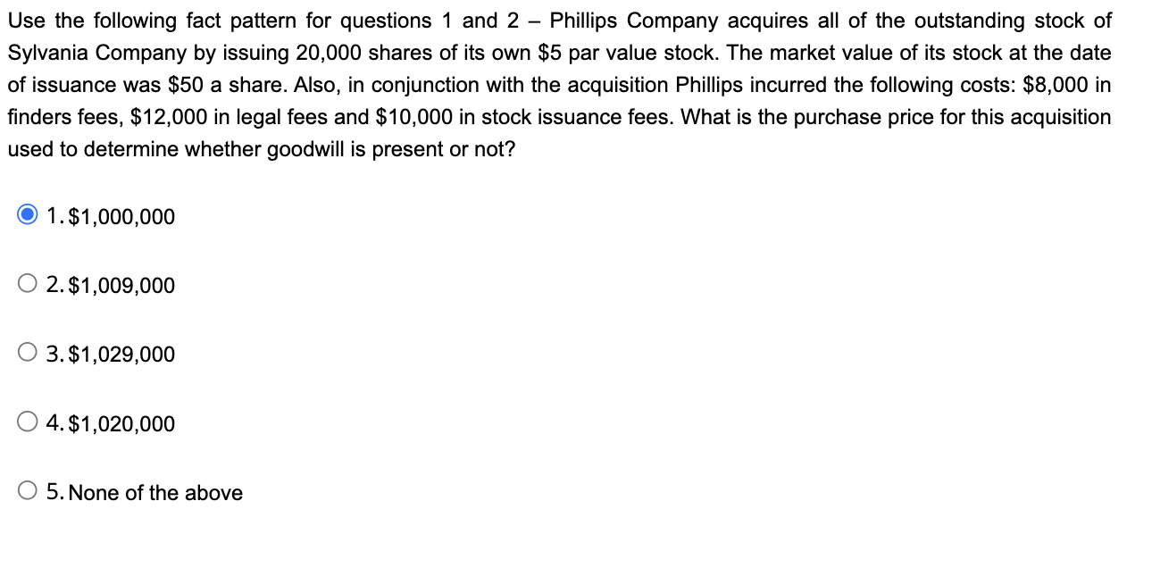 Solved Use the following fact pattern for questions 1 ﻿and | Chegg.com