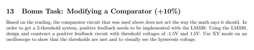 Solved 13 Bonus Task Modifying A Comparator 10 Based On Chegg